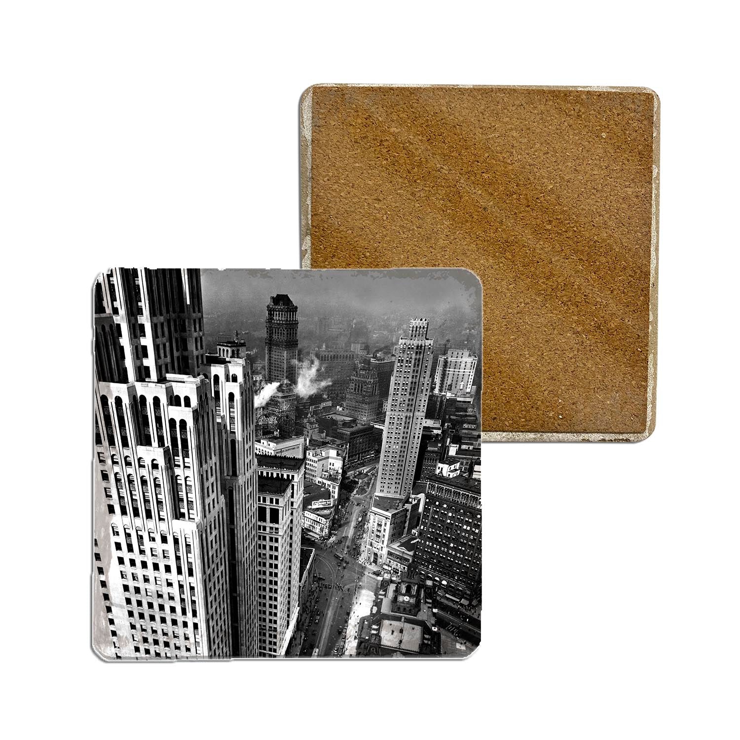 Stone Coasters - DETROIT AERIAL SKYLINE VIEW – Detroit News Photography