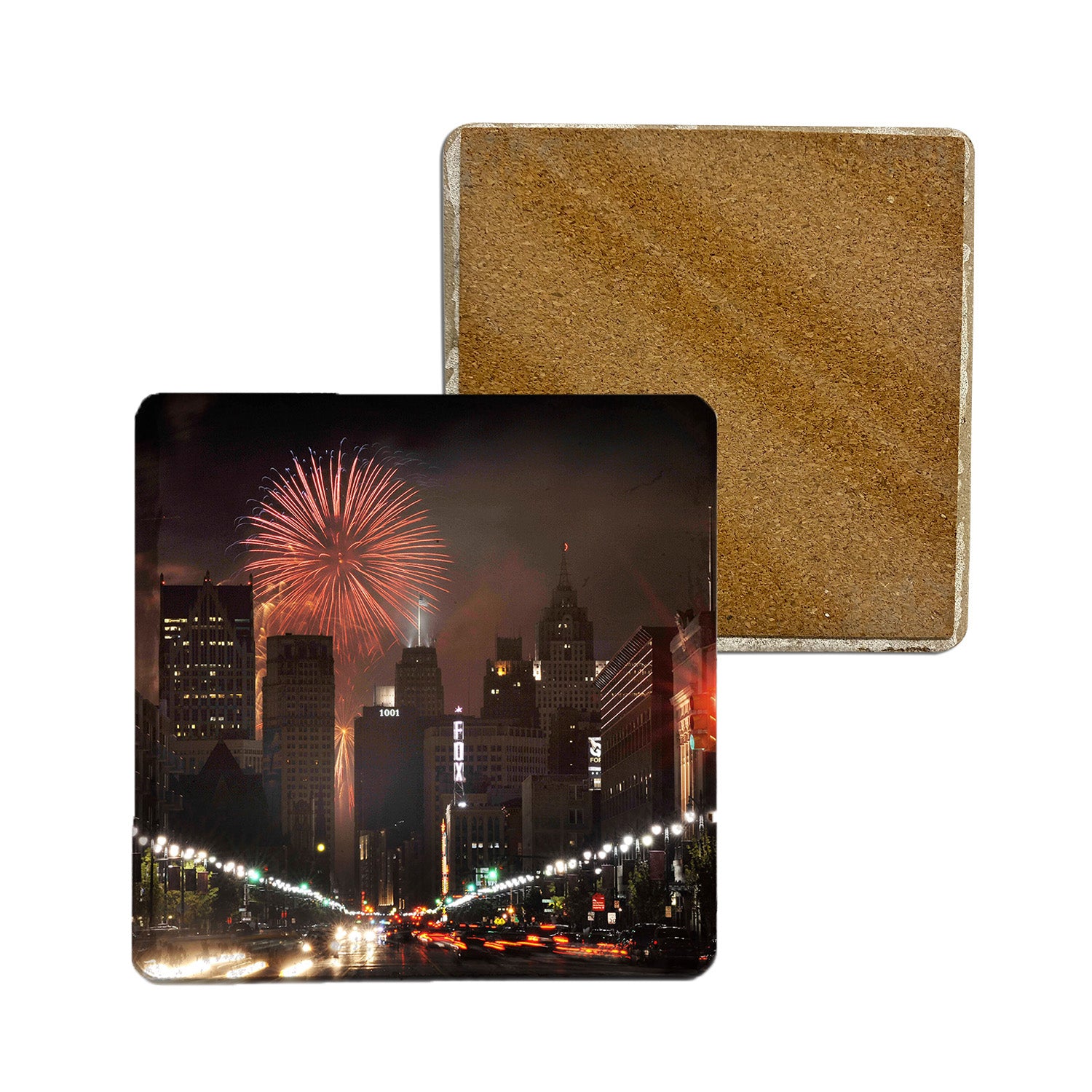 Stone Coasters - DETROIT WOODWARD AVE FIREWORKS – Detroit News Photography