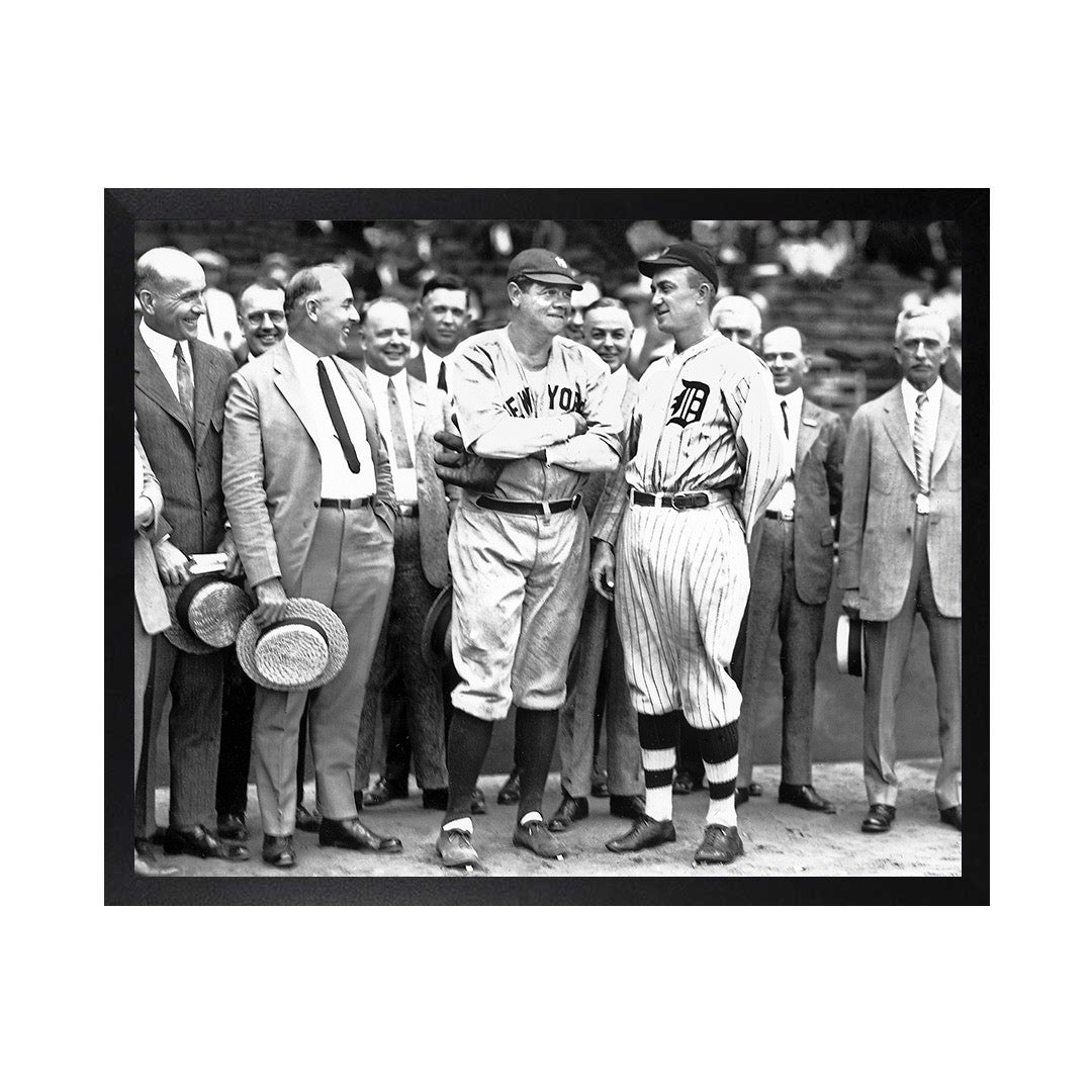 Framed Canvas Photos- BABE RUTH & TY COBB 1934 – Detroit News Photography