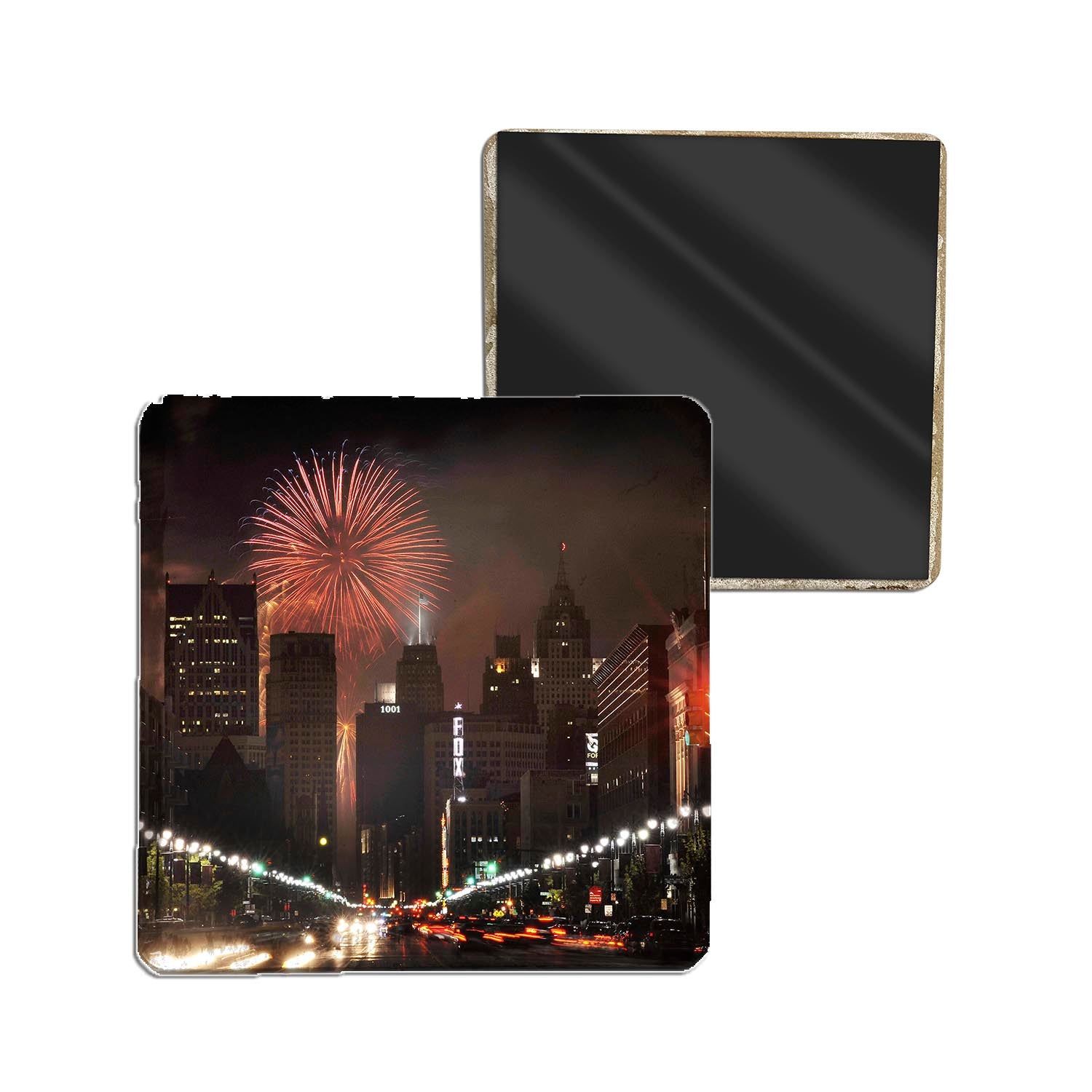 Stone Magnets - DETROIT WOODWARD AVE FIREWORKS – Detroit News Photography
