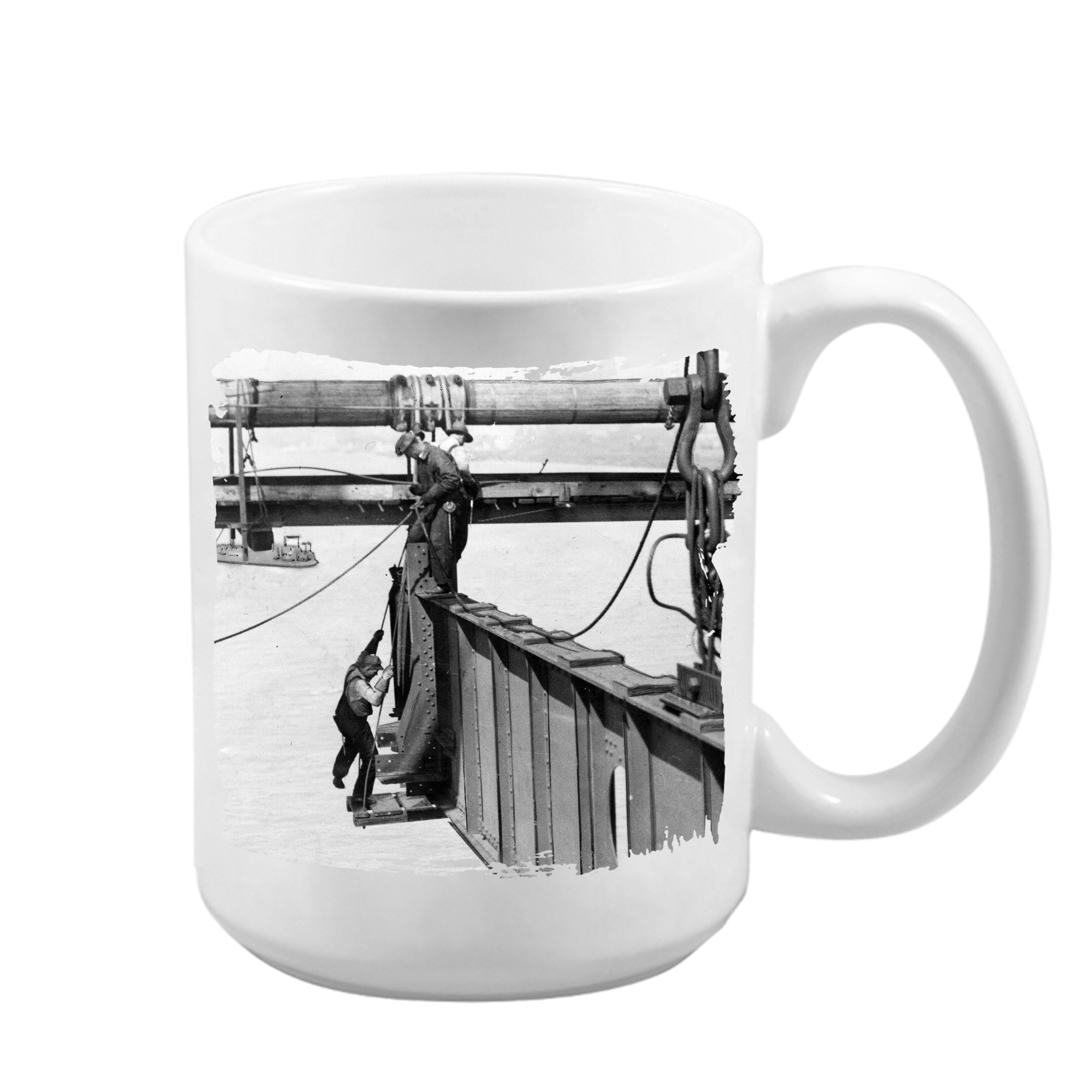 MUG 15oz - AMBASSADOR BRIDGE CONSTRUCTION 1929 – Detroit News Photography
