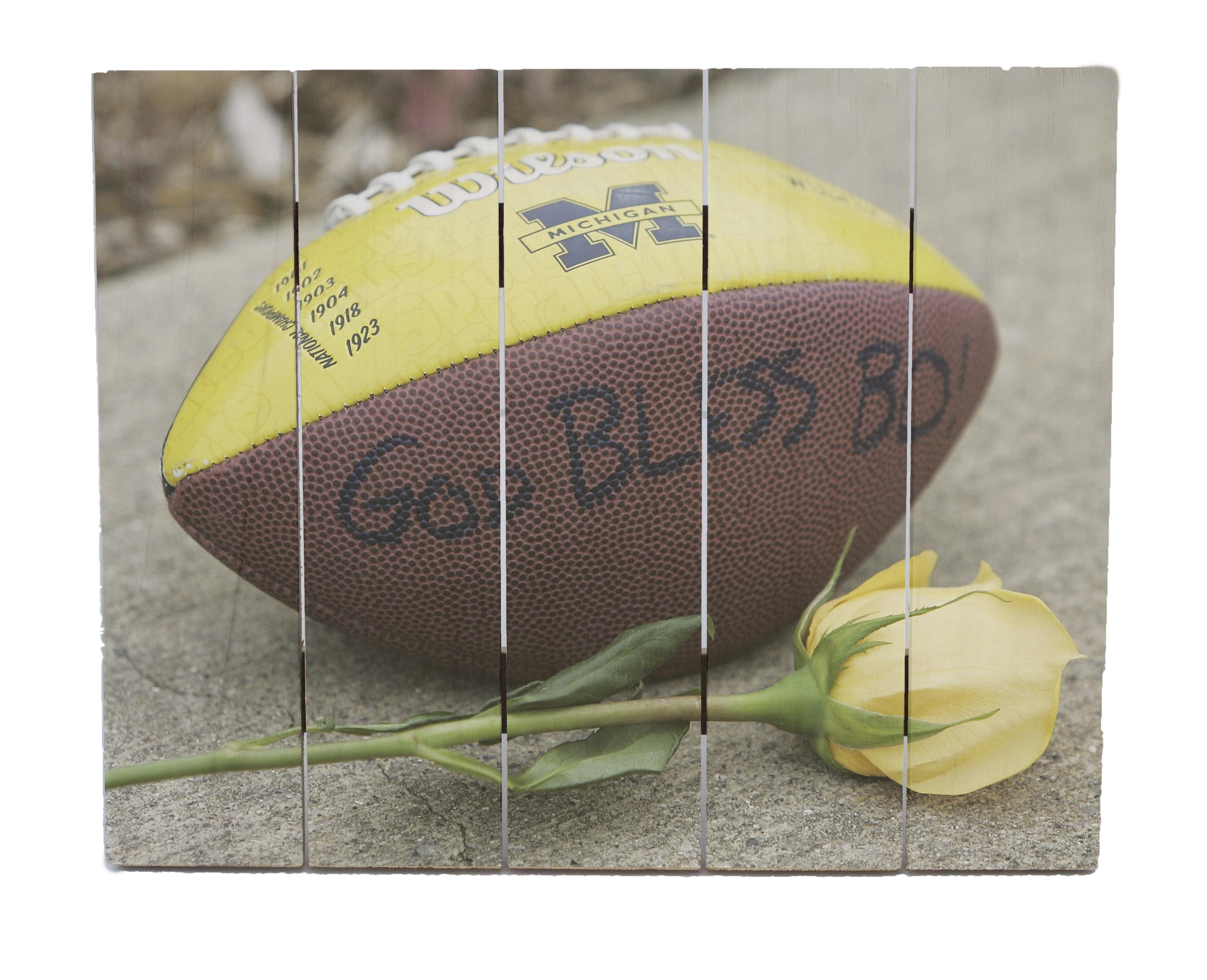 PALLET WOOD - BO SCHEMBECHLER MEMORIAL FOOTBALL – Detroit News Photography