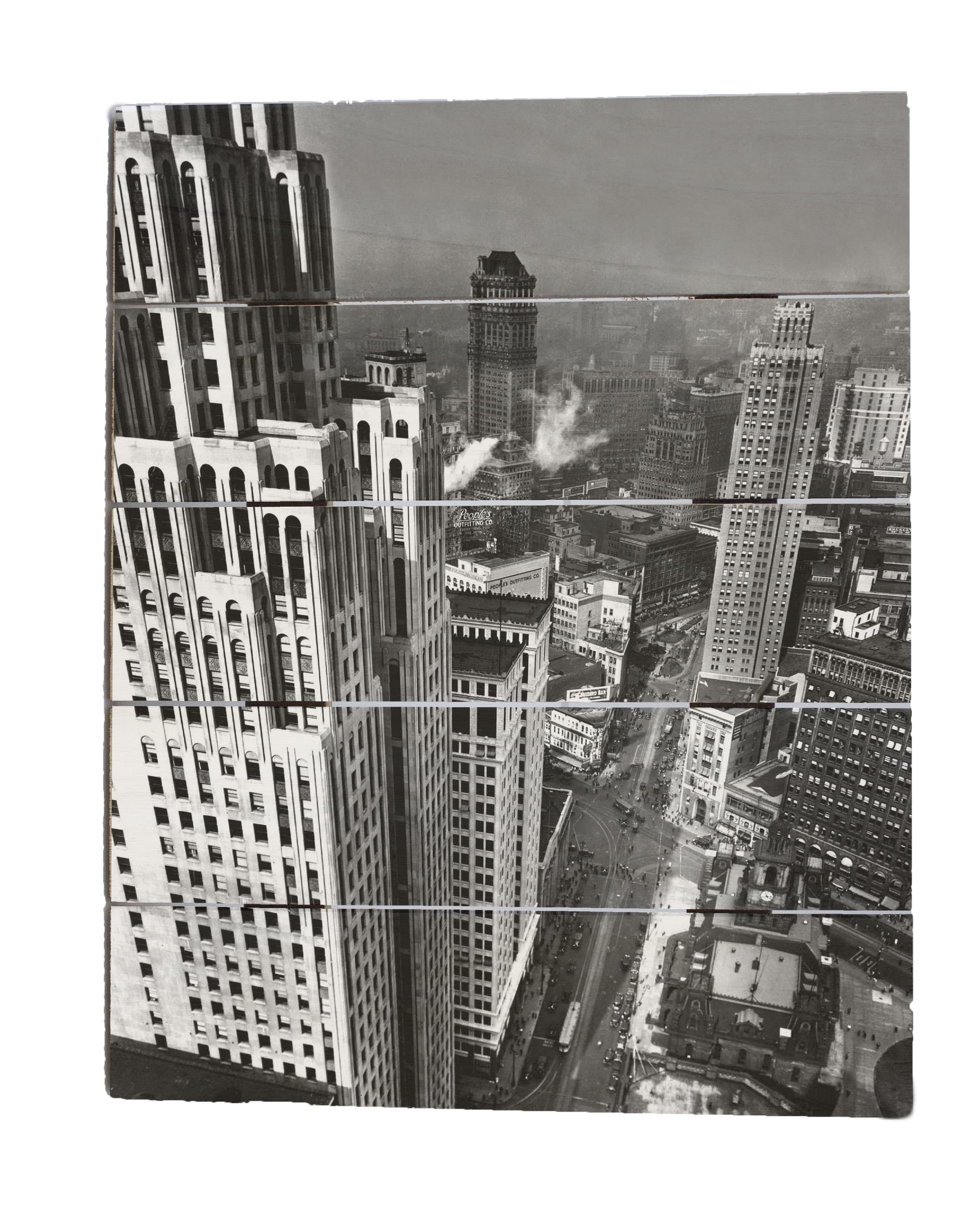 PALLET WOOD - DETROIT AERIAL SKYLINE VIEW – Detroit News Photography