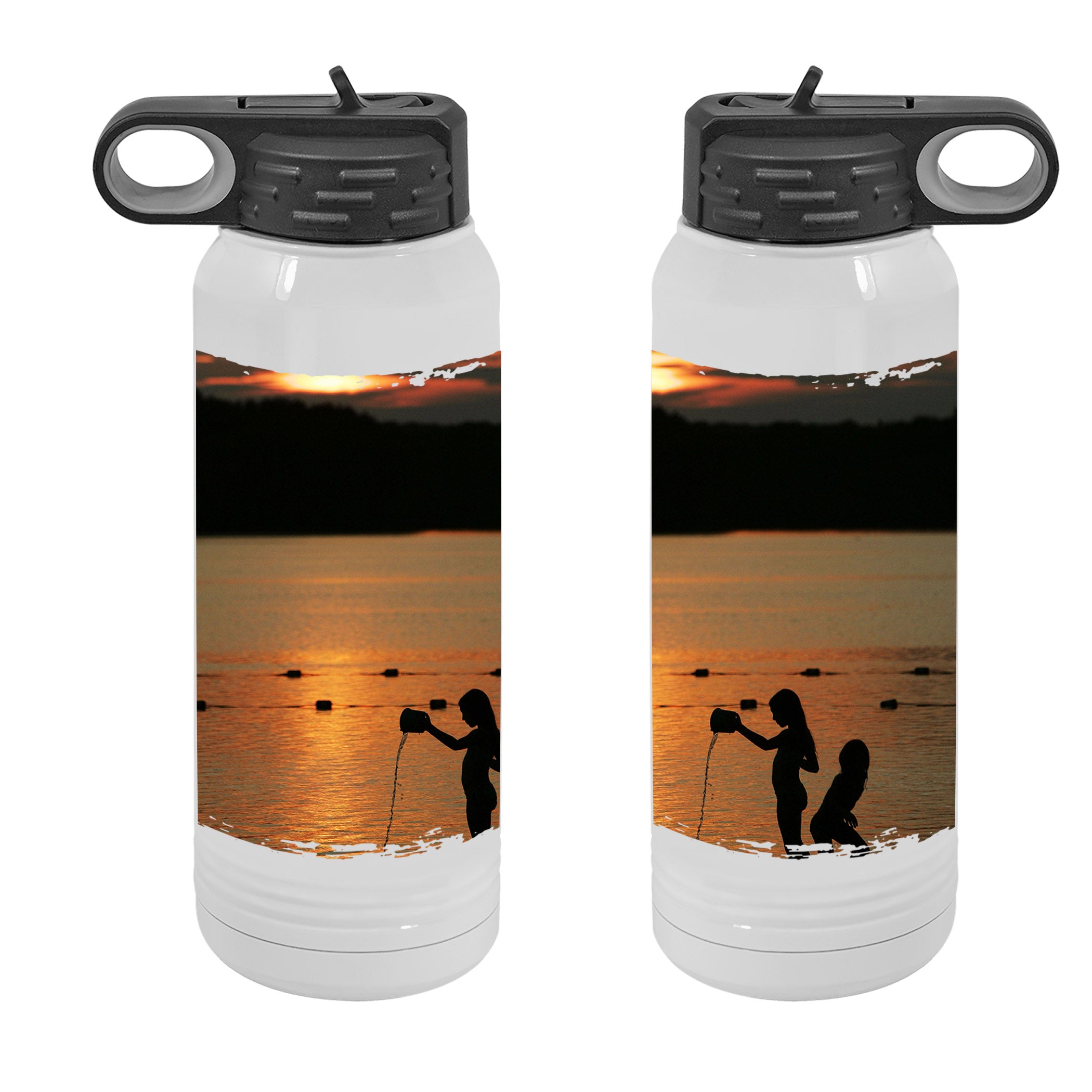 WATER BOTTLE 30oz - MICHIGAN SUNSET ON BEACH – Detroit News Photography