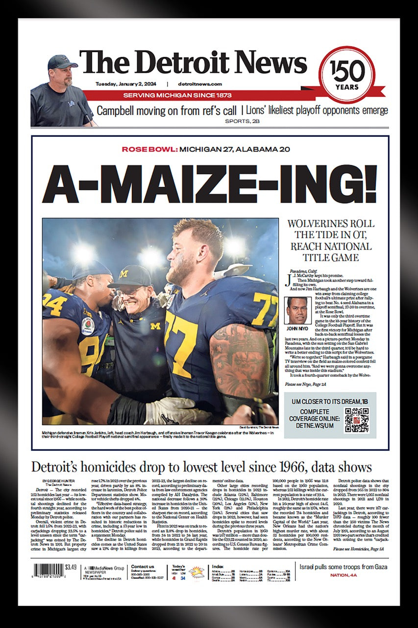 FRAMED- Front Pages- A-Maize-Ing – Detroit News Photography